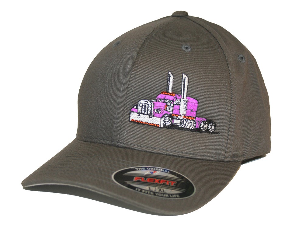 TRUCKER HAT FLEXFIT FITTED CAP RIG TRACTOR PETERBILT KENWORTH MACK ...