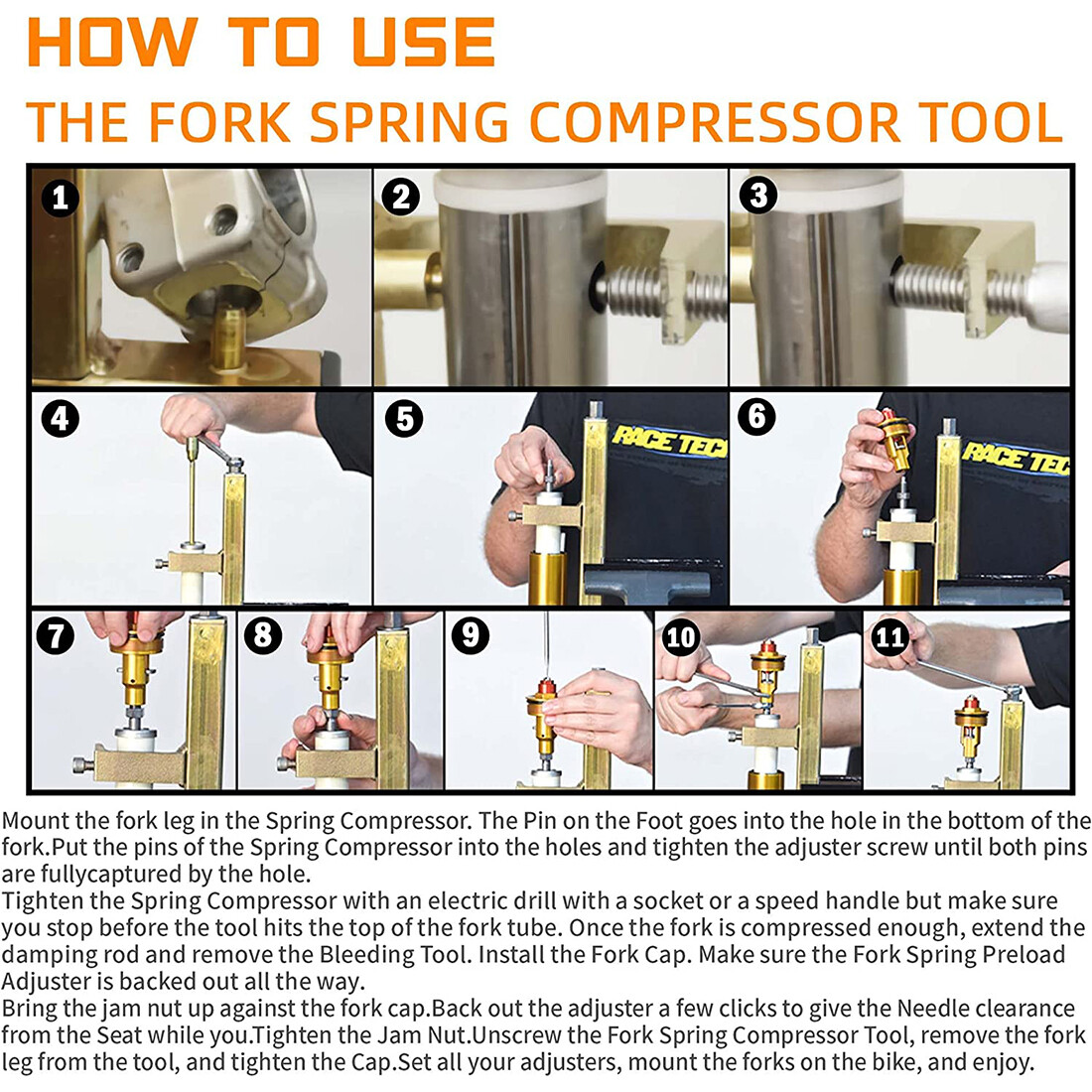 TFSC 01 Fork Spring Compressor Tool for Most Sport Bikes Road Racers ...