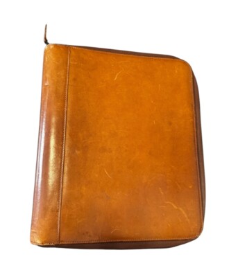 Day Timer Planner Brown Leather Organizer 7 Ring Binder Zip Around Vtg ...