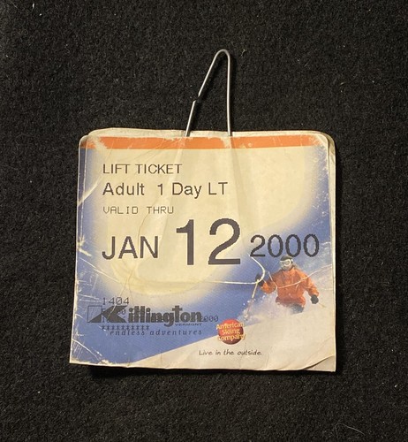 KILLINGTON 2000 Ski Pass Lift Ticket VERMONT Resort Travel Souvenir ...