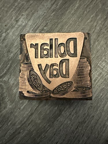 Vintage Letterpress Wood Typeset Printing Block Dollar Day Sale Coins ...