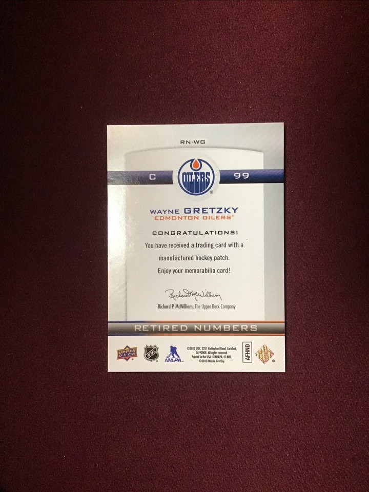 2013-14 Upper Deck Edmonton Oilers Retired Number #RNWG #2/99 Wayne ...