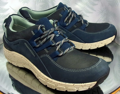CLARKS WAVE RANGE WATERPROOF BLUE LEATHER SNEAKERS WALKING SHOES WOMENS ...