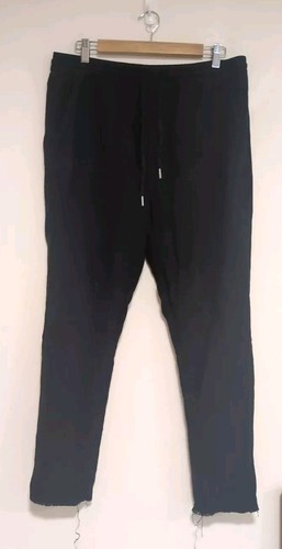 Rusty Linen Pants Black Slim Leg Drawstring Raw Hems Size 12 | eBay ...