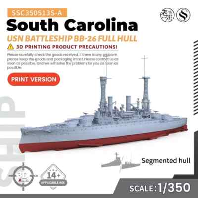 SSC350513S-A 1/350 Military Model USN South Carolina Battleship BB-26 ...