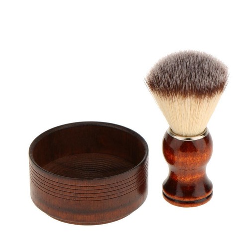 Wood Men Bristle Shaving Brush Shave Mug Bowl Barber Beard Soap Cup Set ...