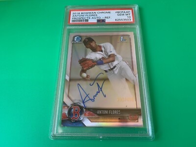 Antoni Flores Red Sox 2018 Bowman Chrome Card Signed Auto PSA/DNA 10 ...