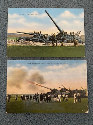 2 old Fort MacArthur San Pedro California Mobile Gun Postcards Antique ...