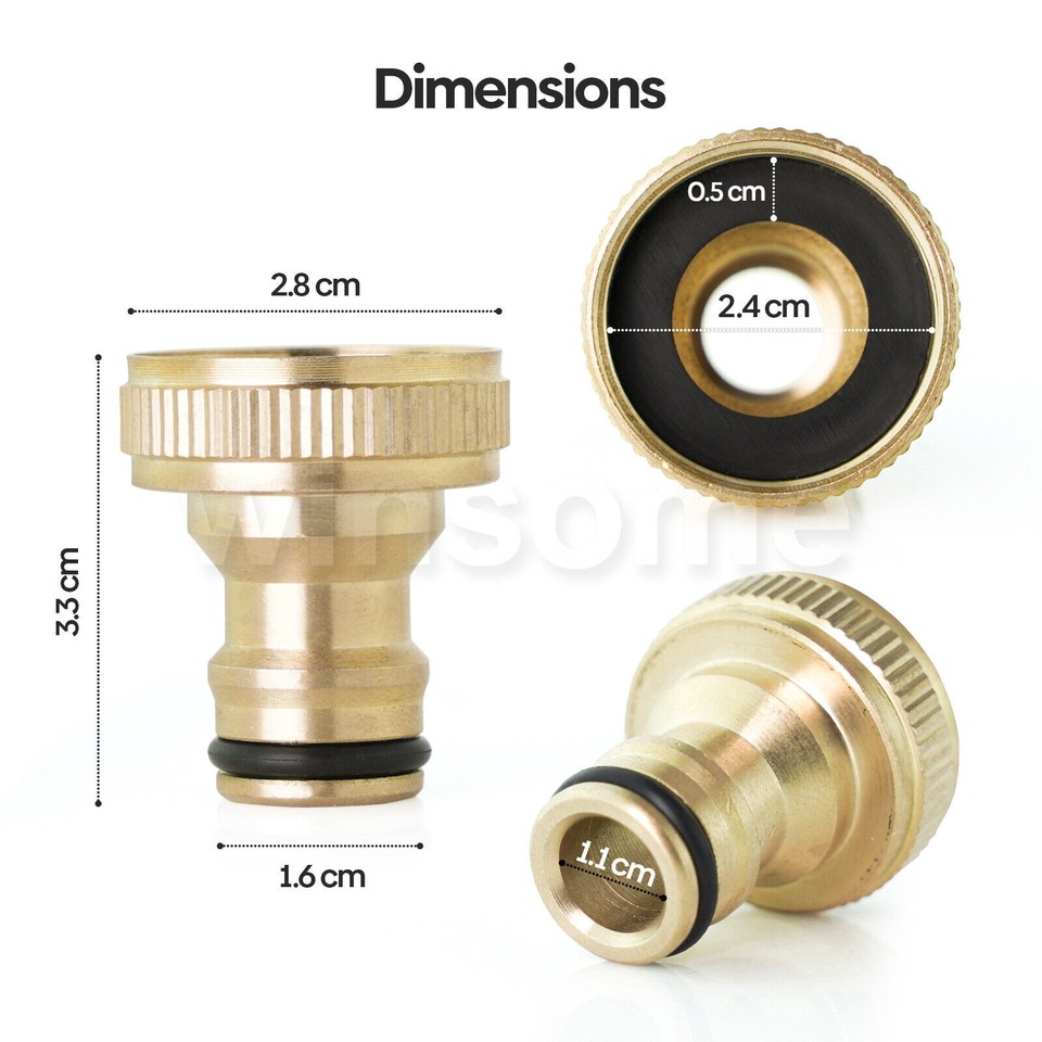 3Pcs Universal Hose Pipe Tap Brass Connector Adaptor Fitting Garden ...