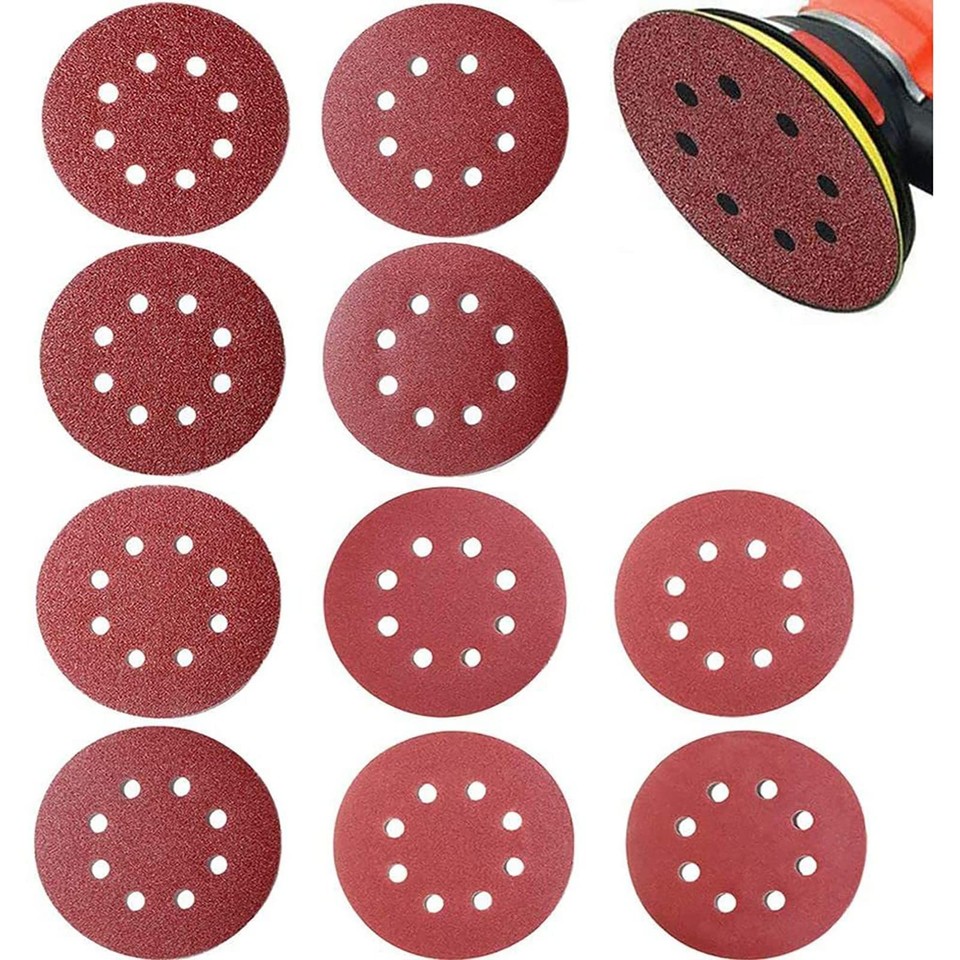 Hook and Loop Adhesive Sanding Discs 35PCS 5 Inch 8 Hole Sandpaper 40 ...