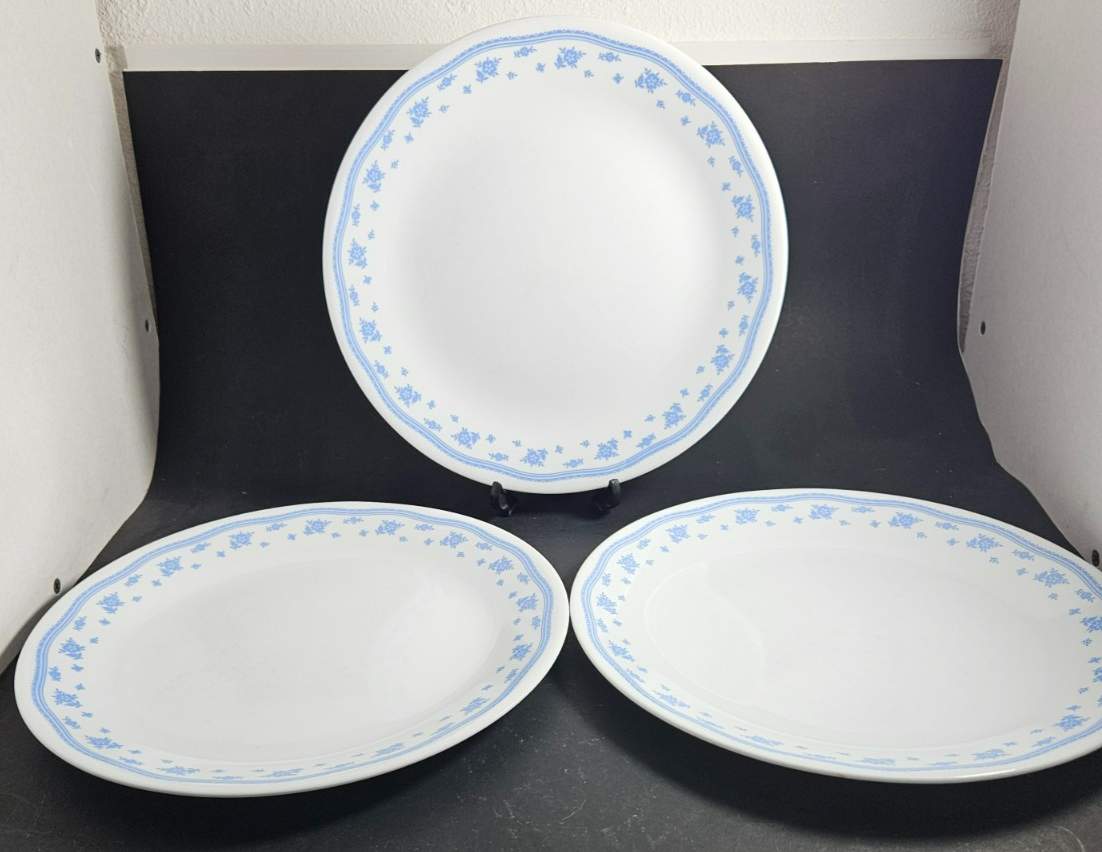 Set Of 3 Corelle Corning Dinnerware Morning Blue 10.25" Plates Vintage ...