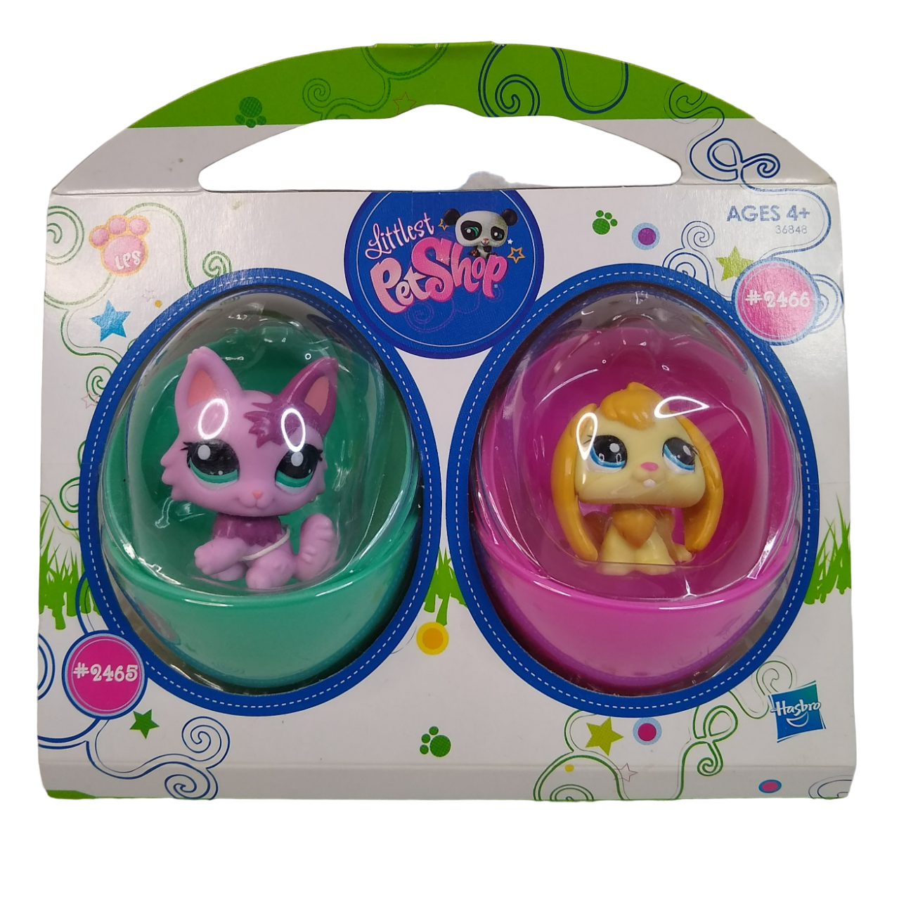 Hasbro Littlest Pet Shop #2465 Kitten Cat #2466 Rabbit Easter Eggs LPS ...