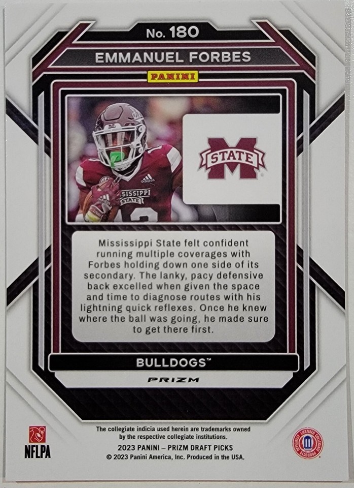 Emmanuel Forbes 2023 Panini Prizm Draft Picks Red Ice Prizm #180 RC | eBay