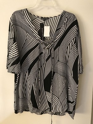 Unique Spectrum XL STRIPED BLOUSE TUNIC SHORT SLEEVE NWT | eBay