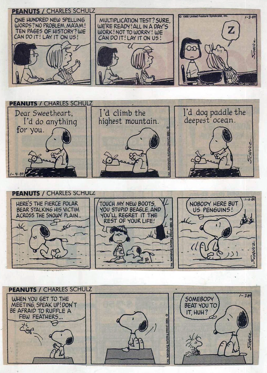 Snoopy Comic Strips With Notes