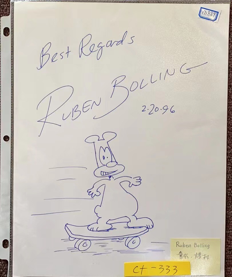 RUBEN BOLLING Cartoonist REAL Hand Signed and Drawing Sketch Original 8 ...