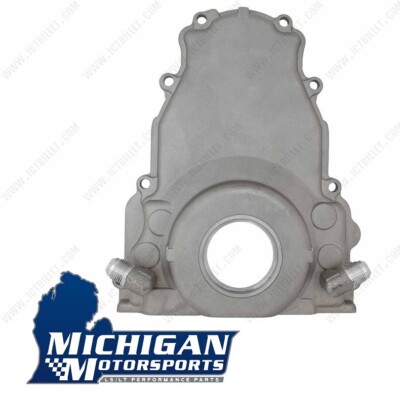 LS Gen 3 Timing Cover w/ 10an Turbo Oil Drain Fittings 4.8 5.3 5.7 6.0 ...