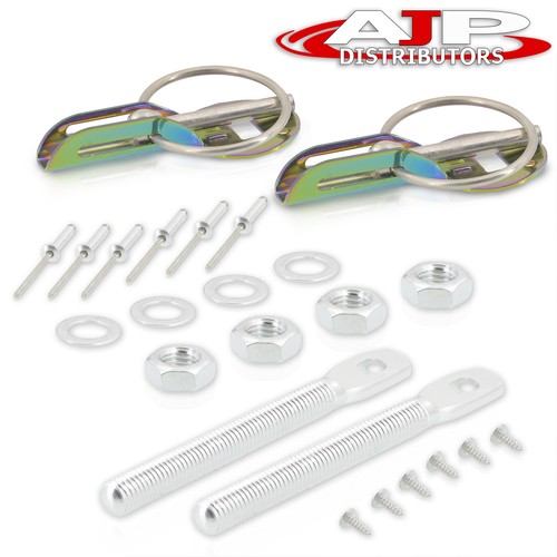 Safety Carbon Fiber Glass Hood Bonnet Aluminum Locking Bolt Pins Latch ...