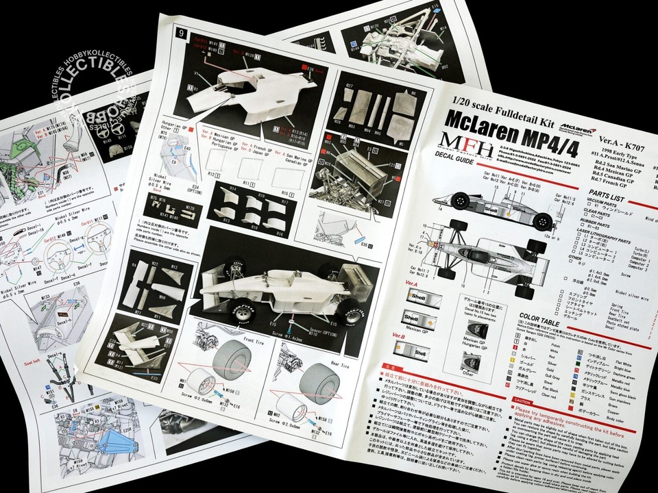 MFH Model Factory Hiro 1/20 McLaren MP4/4 K-708 Ver.B Full Detail Model ...