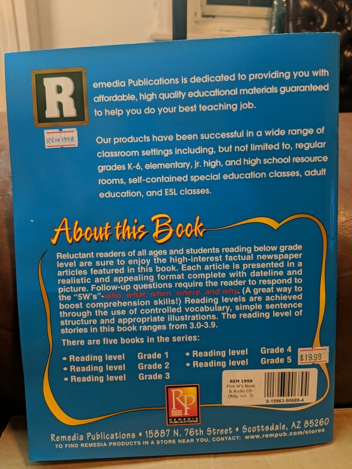 Remedia Publications The 5 W's 3rd Grade Reading Level, Remedia ...