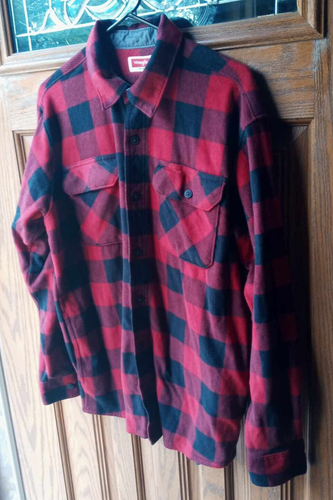 Wrangler Fleece Button Down Shirt Red Black Buffalo Plaid Men's Medium ...