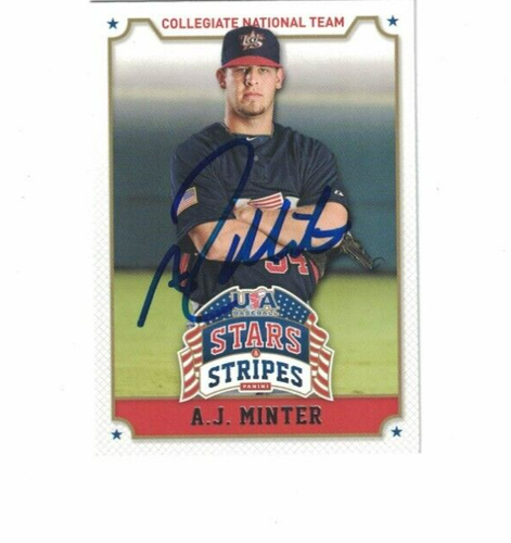 A.J. MINTER SIGNED IP USA STAR & STRIPES PANINI 2015 #2 NATIONAL TEAM ...