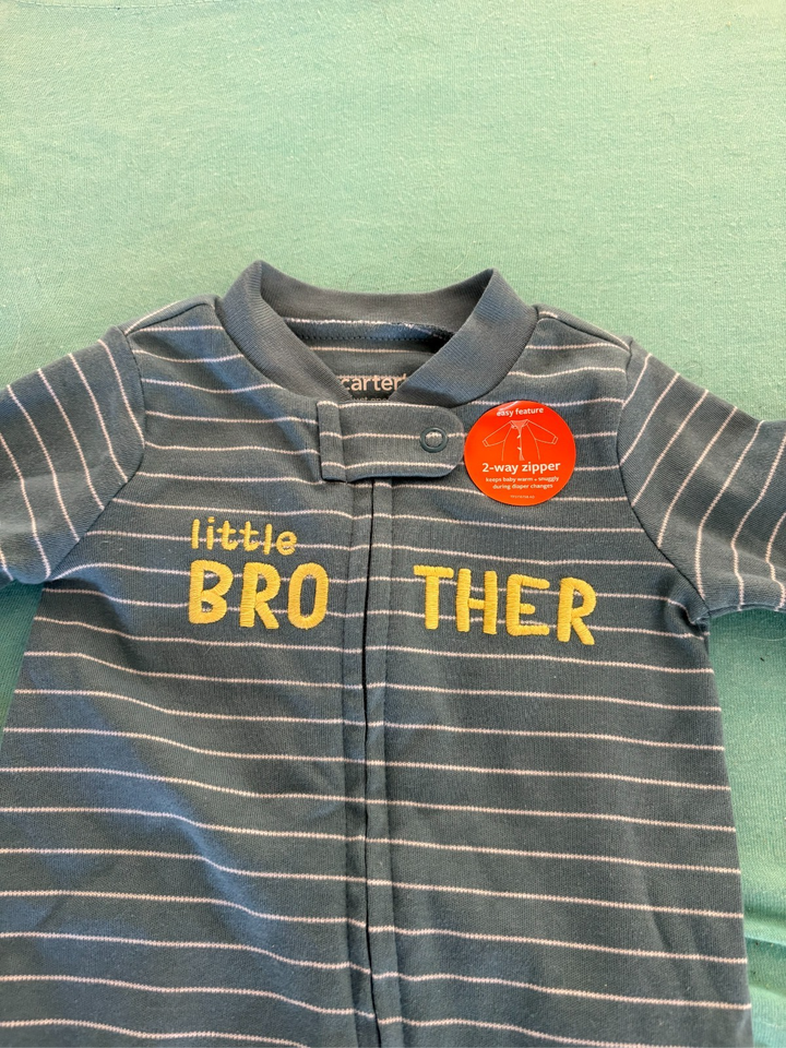 Carters Boys "Little Brother" 2-Way Zip Body Suit- SIZE: 3 MONTHS ...