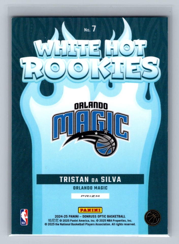 2024-25 Donruss Optic #7 Tristan da Silva White Hot Rookies Holo NBA ...