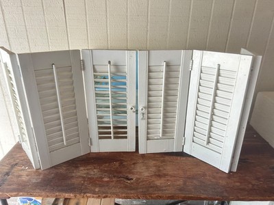 Antique Vintage Old Wood Wooden Bifold Window Shutter Louver Plantation ...