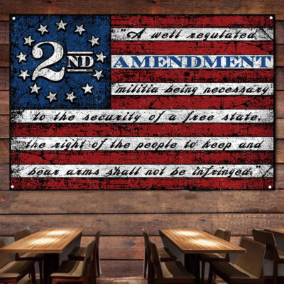 2 ND AMENDMENT Wall Art Poster Vintage American Flag Man Cave Wall ...