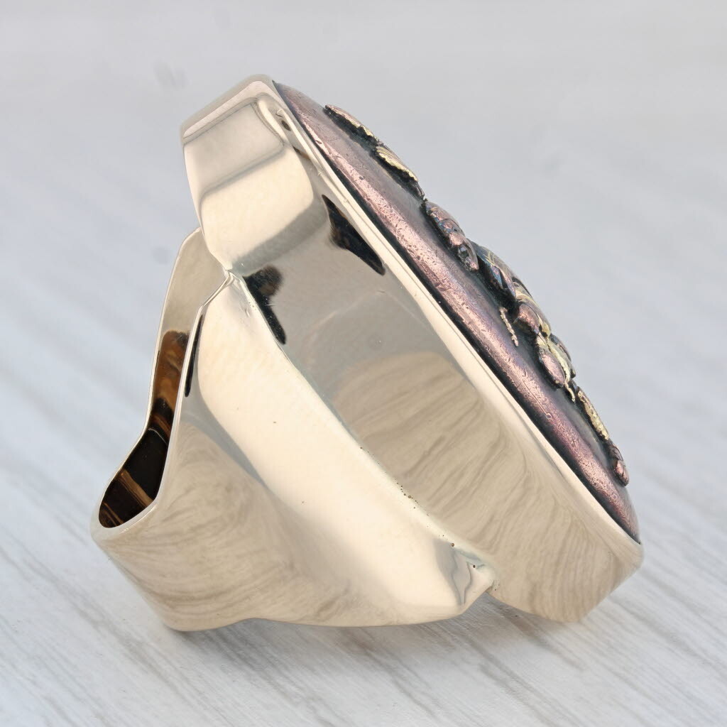 Large Japanese Shakudo Figural Signet Ring 14k Gold C… - Gem