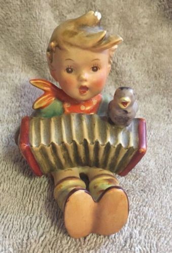 Goebel Hummel Figurine TMK3 110 "Let's Sing" Boy Bird Accordion 3.25 ...