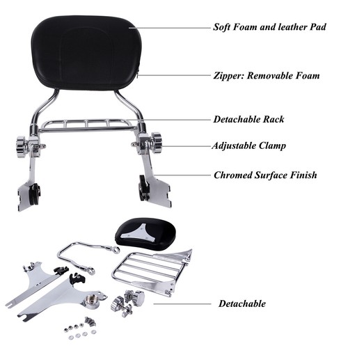 Passenger Backrest Sissy Bar Luggage Rack For Harley Dyna Low Rider ...