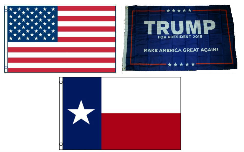 3x5 Trump #1 & USA American & State of Texas Wholesale Set Flag 3'x5 ...