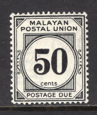 M25102 Malaya - Postal Union 1938 SGD6 Postage Due 50c black UMM, Cat £ ...