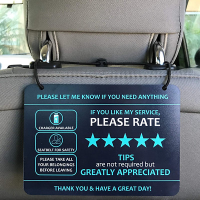 Compatible with Lyft Uber Tips Rating Rideshare Accessories 7” X 5" 2 ...