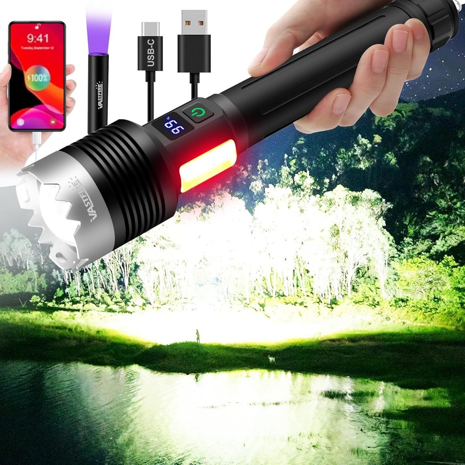 Worlds Brightest Best Flashlight 2024 Rechargeable Flashlights Large ...