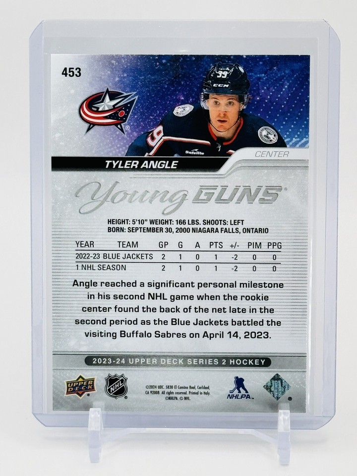 2023-24 Upper Deck Series 2 TYLER ANGLE Young Guns Rookie Card RC #453 ...