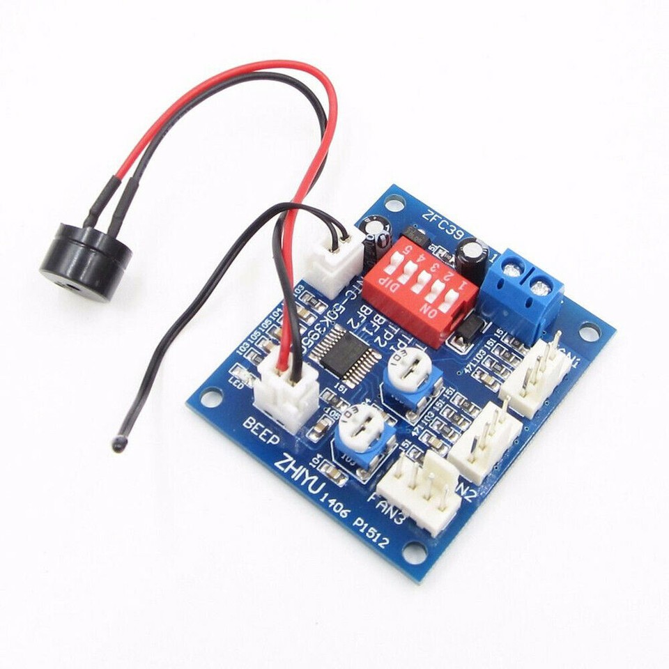DC 12V Fan Temperature Control Speed Controller CPU High-Temp Alarm PWM ...