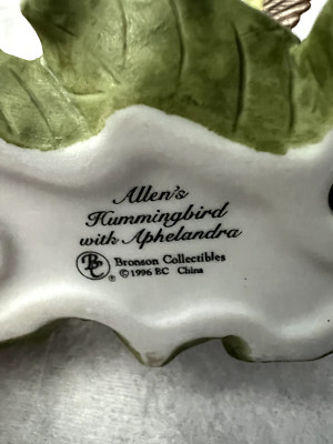 BRONSON COLLECTIBLES ALLEN'S HUMMINGBIRD PORCELAIN FIGURINE A BEAUTY ...
