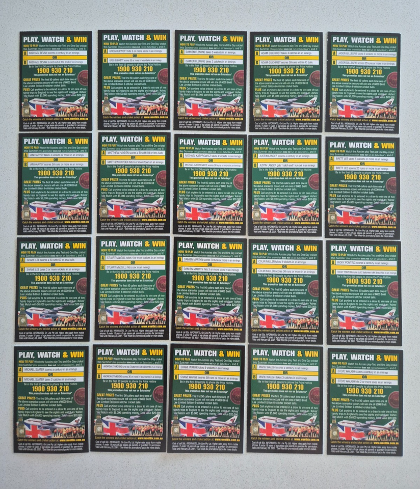 Weet-Bix Cereal Cards ACB Cricket 2000 'MARK WAUGH' Complete set of 20 ...