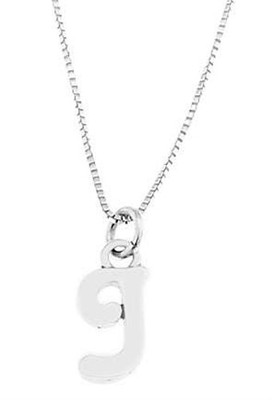 Sterling Silver Fancy Initial Letter J Charm with Box Chain Necklace ...