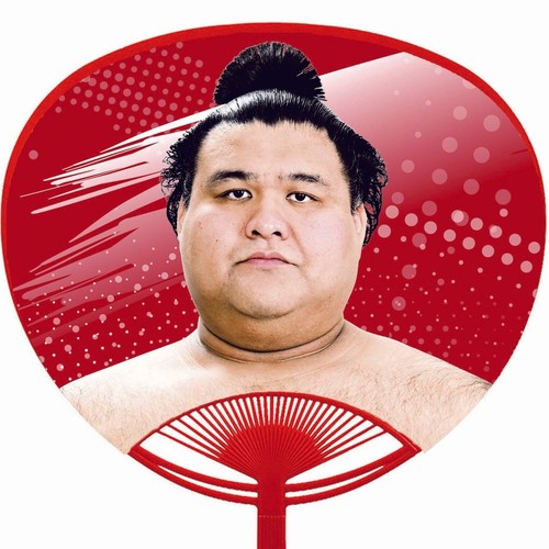 Sumo Wrestler TAKAYASU Cheering Uchiwa Fan Japanese Hand Held 13.5×9 ...
