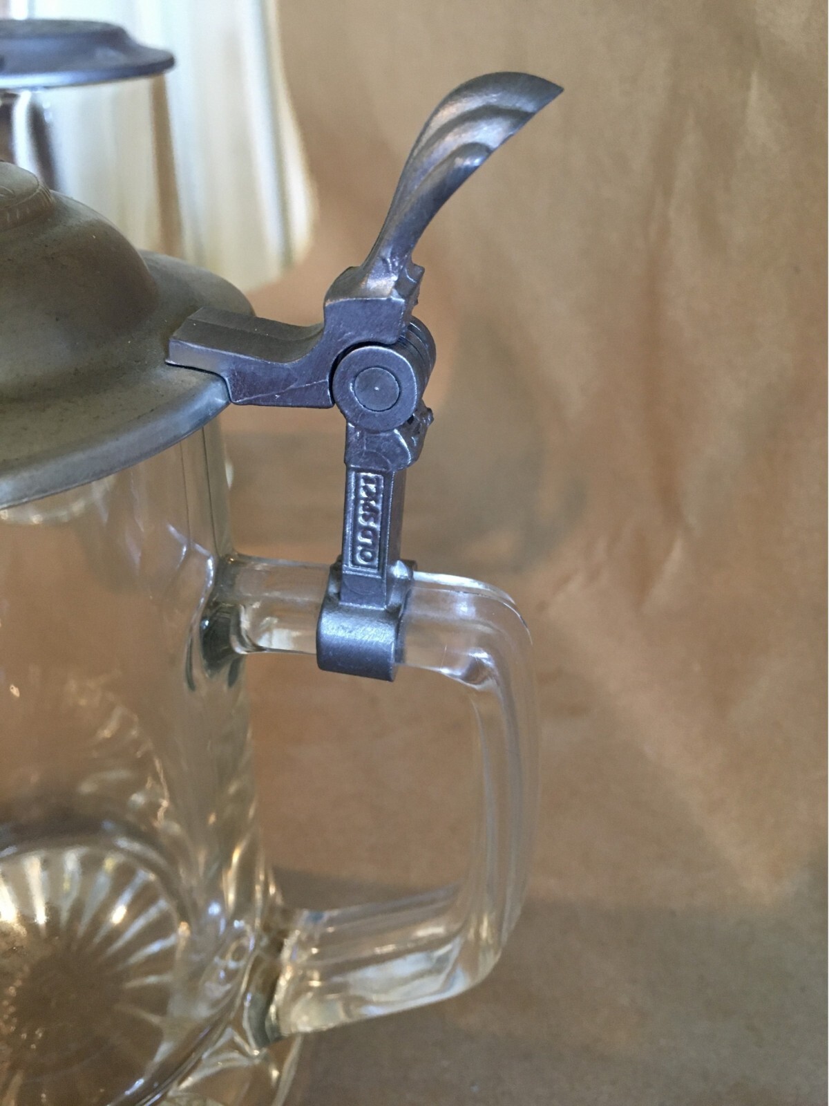 Vintage Old Spice Ariel-1866 Clipper Ship Etched Glass Stein Pewter Top ...