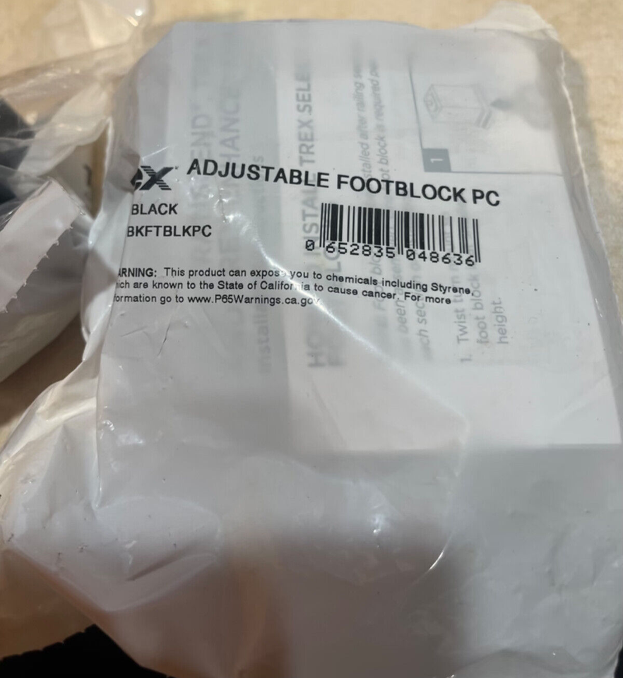 2 NEW Trex Transcend Adjustable Foot-Block PC Color Black BKFTBLKPC (K3 ...