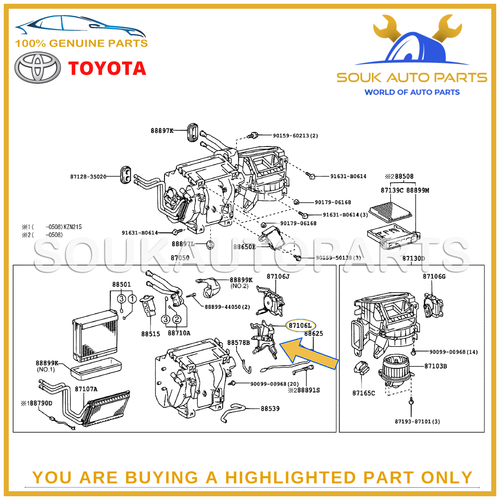 87106-35180 Genuine Toyota SERVO SUB ASSY, DAMPER (FOR AIRMIX ...