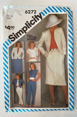 Vtg 1983 Simplicity 6272 Sewing Pattern Everyday Wardrobe Basics Size ...