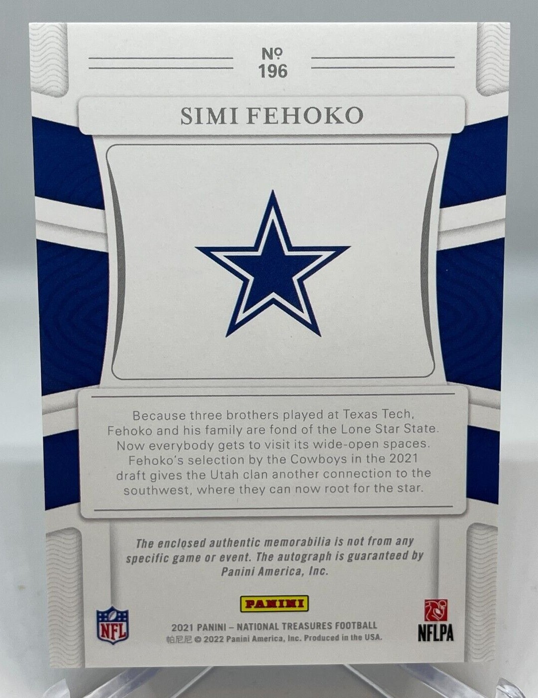 Simi Fehoko 2021 National Treasures Auto Black #4/5 True RPA SSP Dallas ...