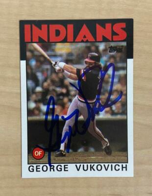 GEORGE VUKOVICH CLEVELAND INDIANS SIGNED AUTOGRAPHED 1986 TOPPS CARD ...