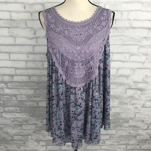 Indigo Thread Co Babydoll Boho Tunic Top Lace Crochet Mesh Back Buttons ...